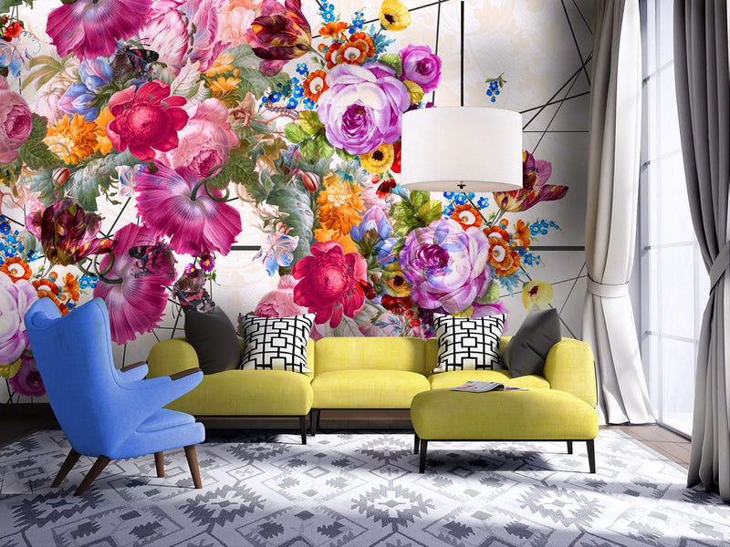 Bloom Boom / Large Floral Wall Mural by Back to the Wall - Back To The Wall