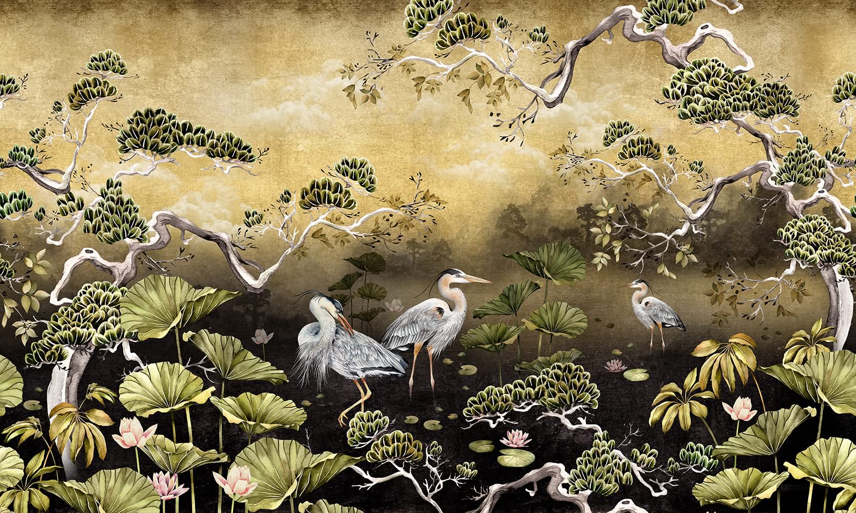 Golden Orient Wall Mural by Avalana Design - Back To The Wall