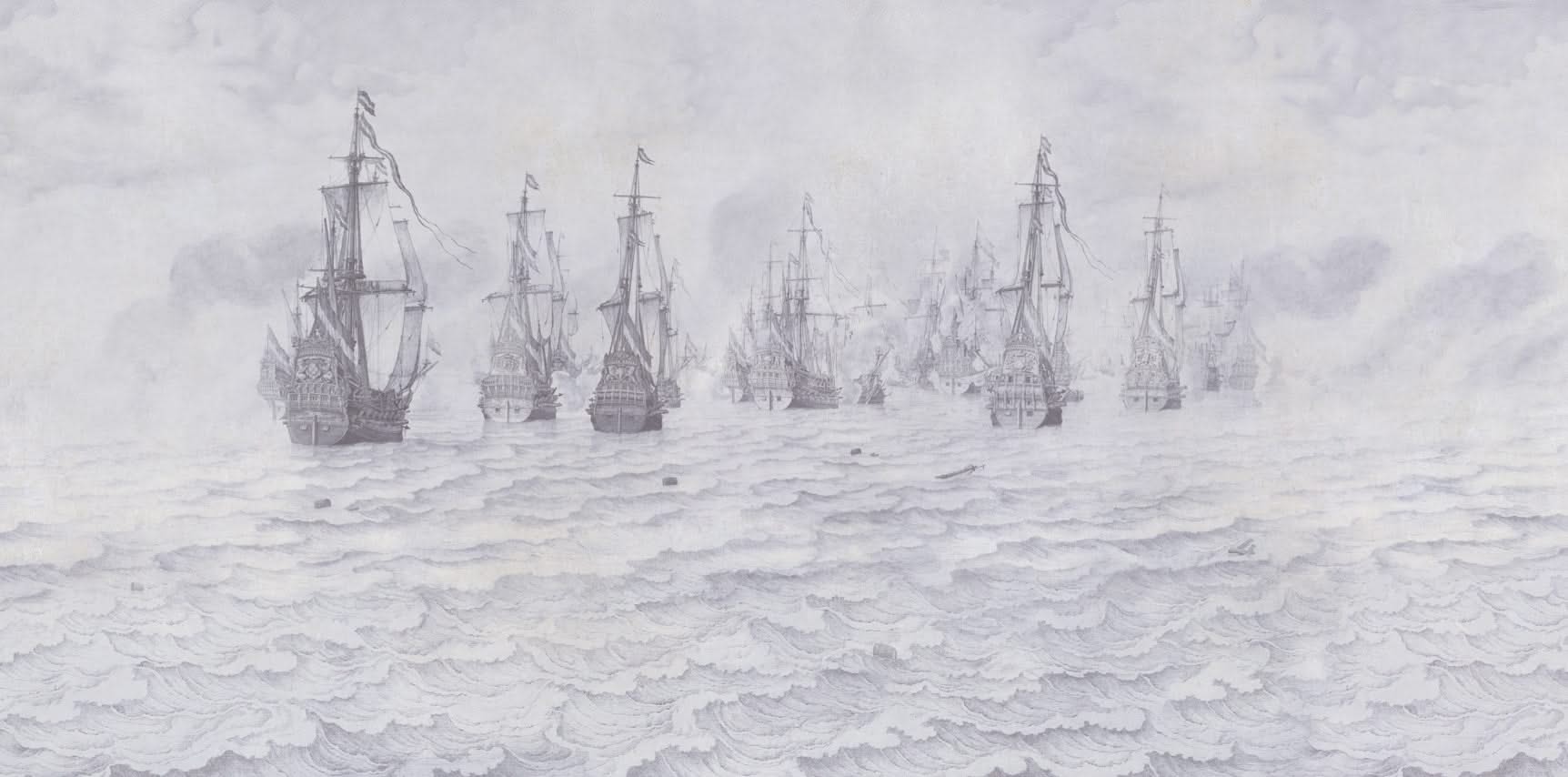 Battleships Engraving | Wall Mural by Back to the Wall - Back To The Wall